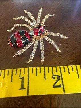 Accessories | Red And Black Crystal Spider Brooch | Poshmark
